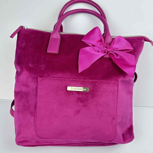 Juicy Couture | Bags | Juicy Couture Velour Convertible Backpack Tote ...